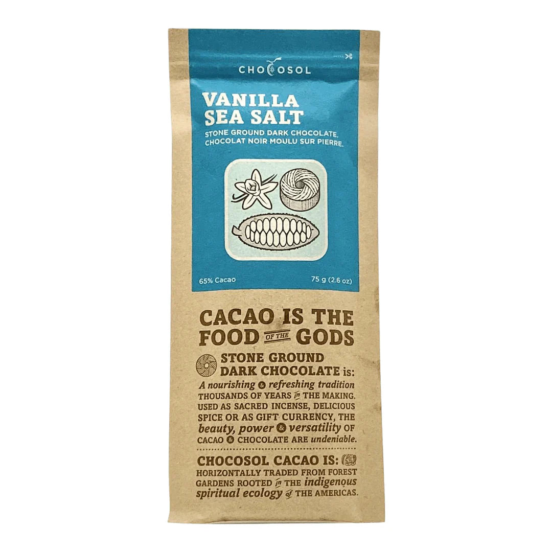 Chocosol, Vanilla Sea Salt stone ground dark chocolate 65% cacao - 75 ...
